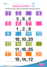 Missing Numbers 20 to 30